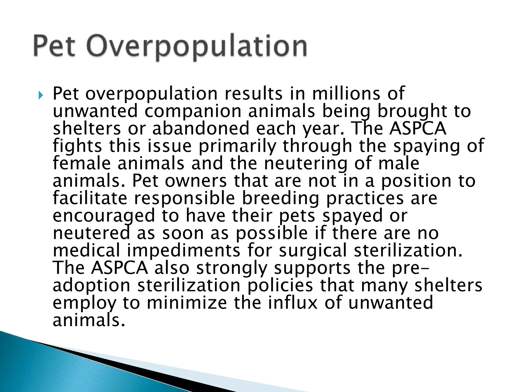 ASPCA Stance on Pet Overpopulation | PPTX