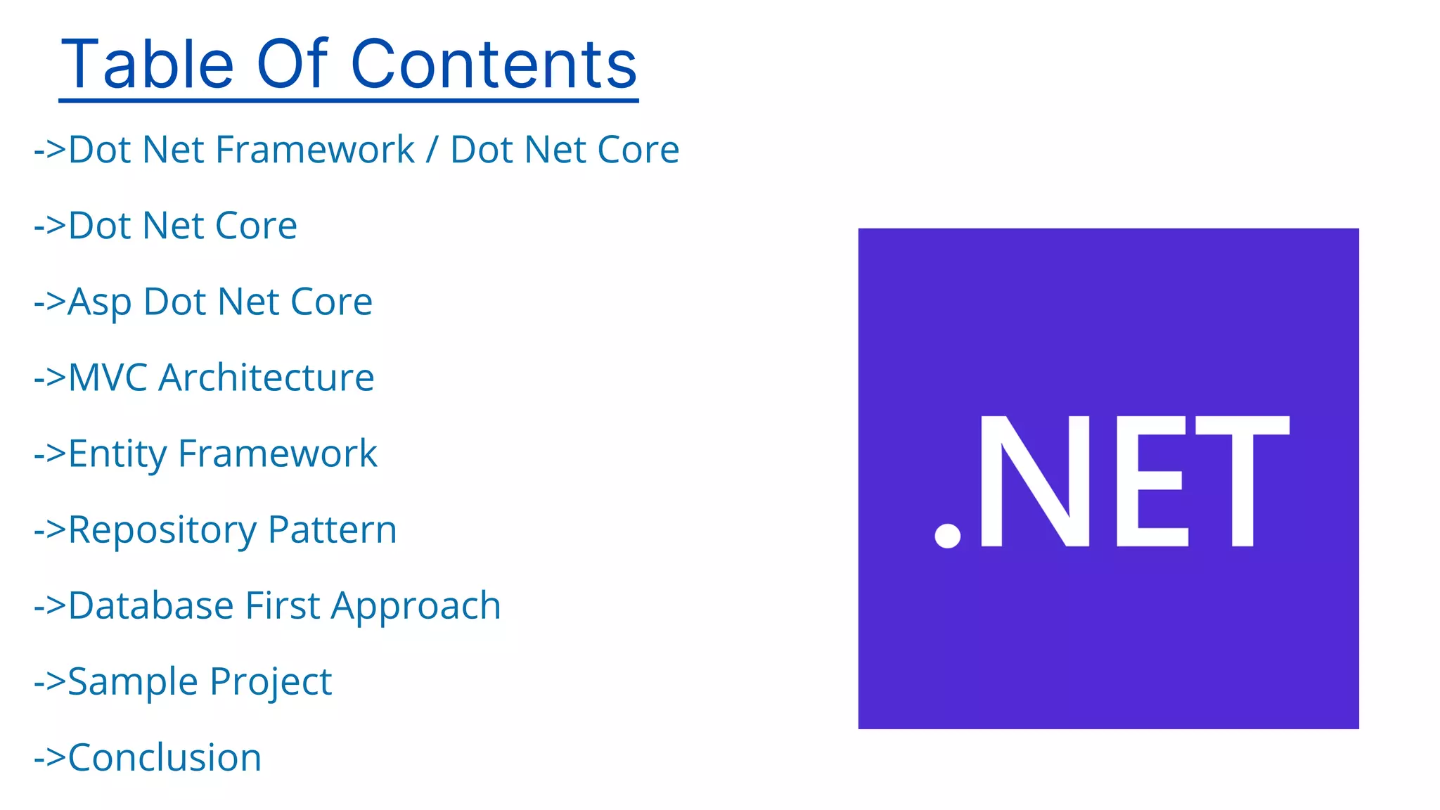 Asp Core Mvc With Entity Framework Ppt