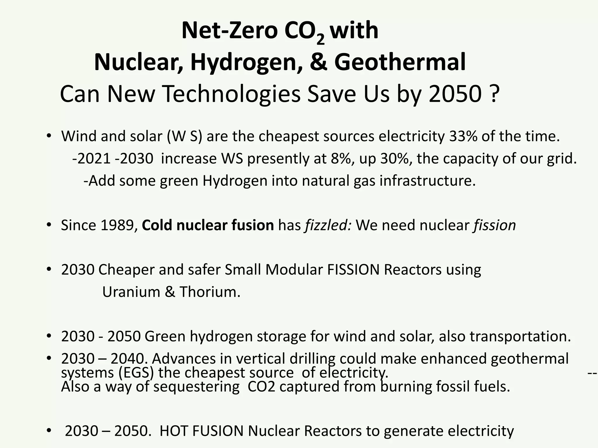 Net-Zero CO2 with Nuclear, Hydrogen, & Geothermal | PPT