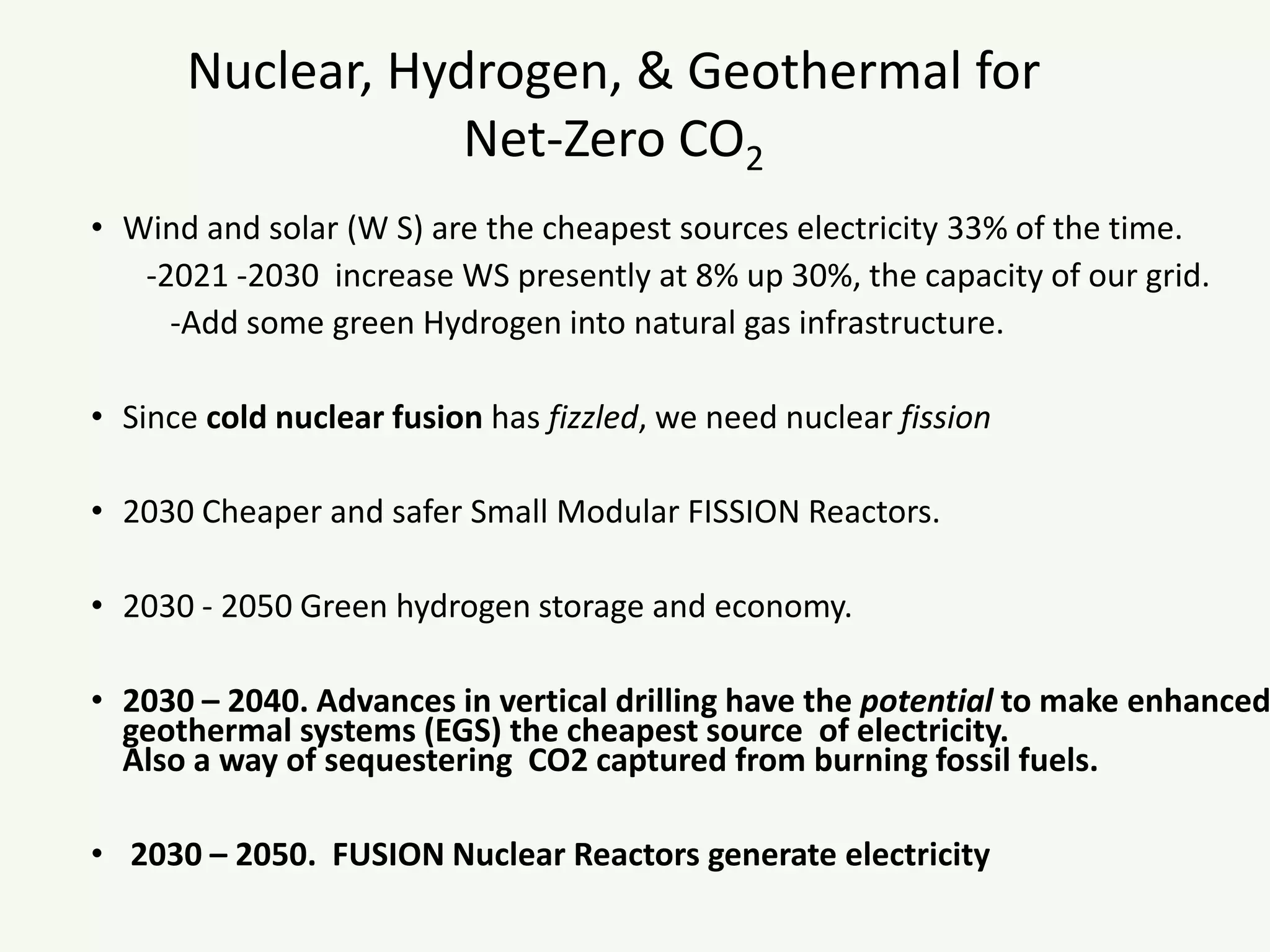 Net-Zero CO2 with Nuclear, Hydrogen, & Geothermal | PPT