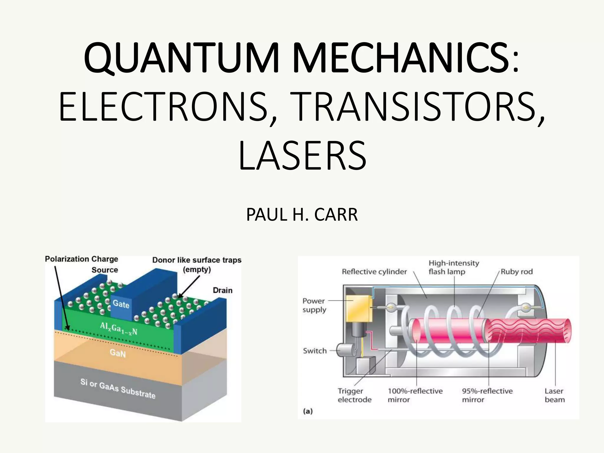 Quantum Mechanics: Electrons, Transistors, & LASERS. | PPT