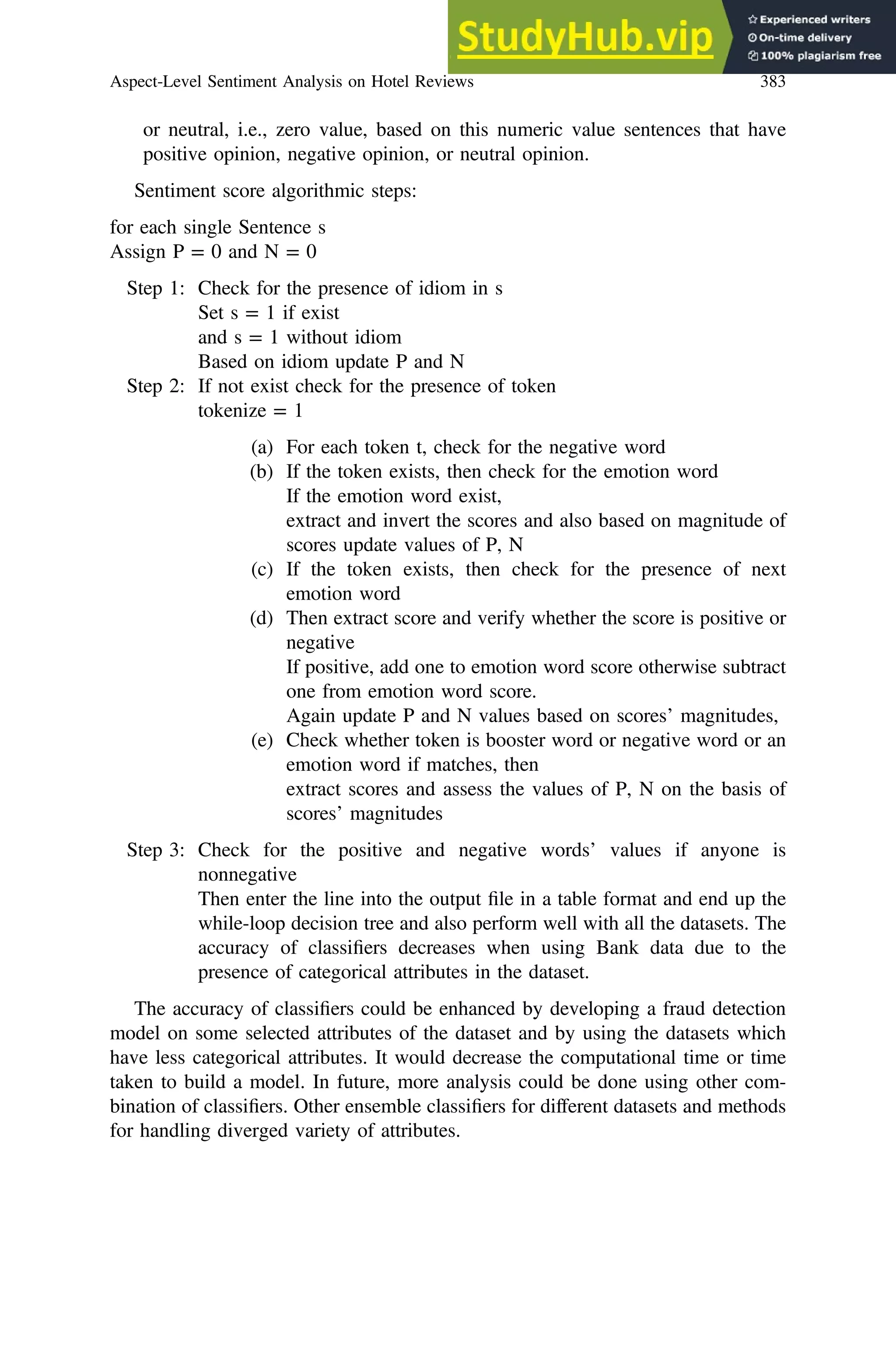Aspect-Level Sentiment Analysis On Hotel Reviews | PDF