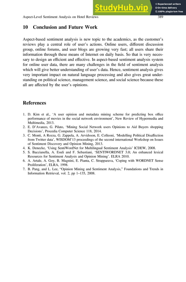 Aspect-Level Sentiment Analysis On Hotel Reviews | PDF