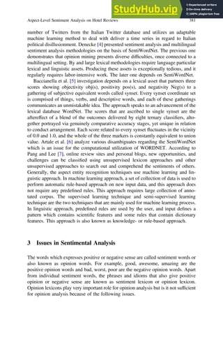 Aspect-Level Sentiment Analysis On Hotel Reviews | PDF