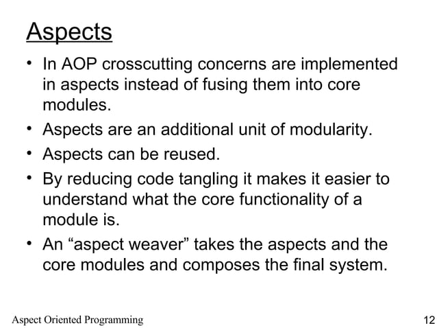 Aspect Oriented Programming Ppt