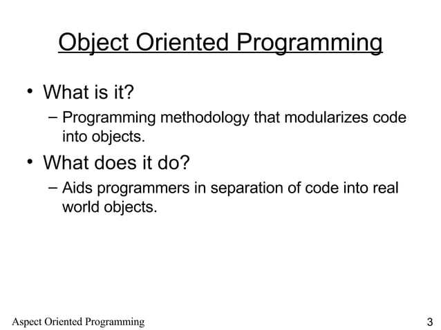 Aspect Oriented Programming | PPT Aspect Oriented Programming | PPT