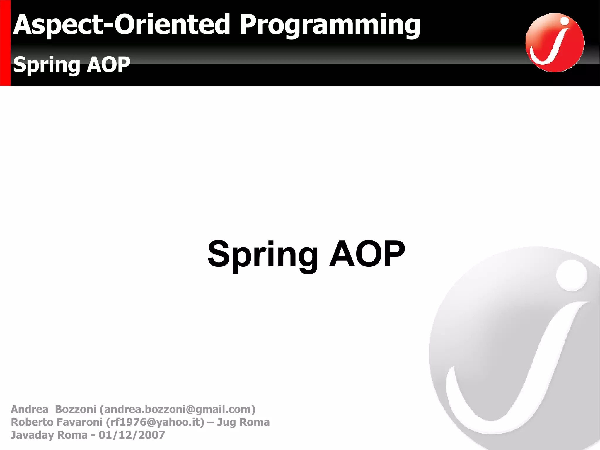 Aspect Oriented Programming Ppt