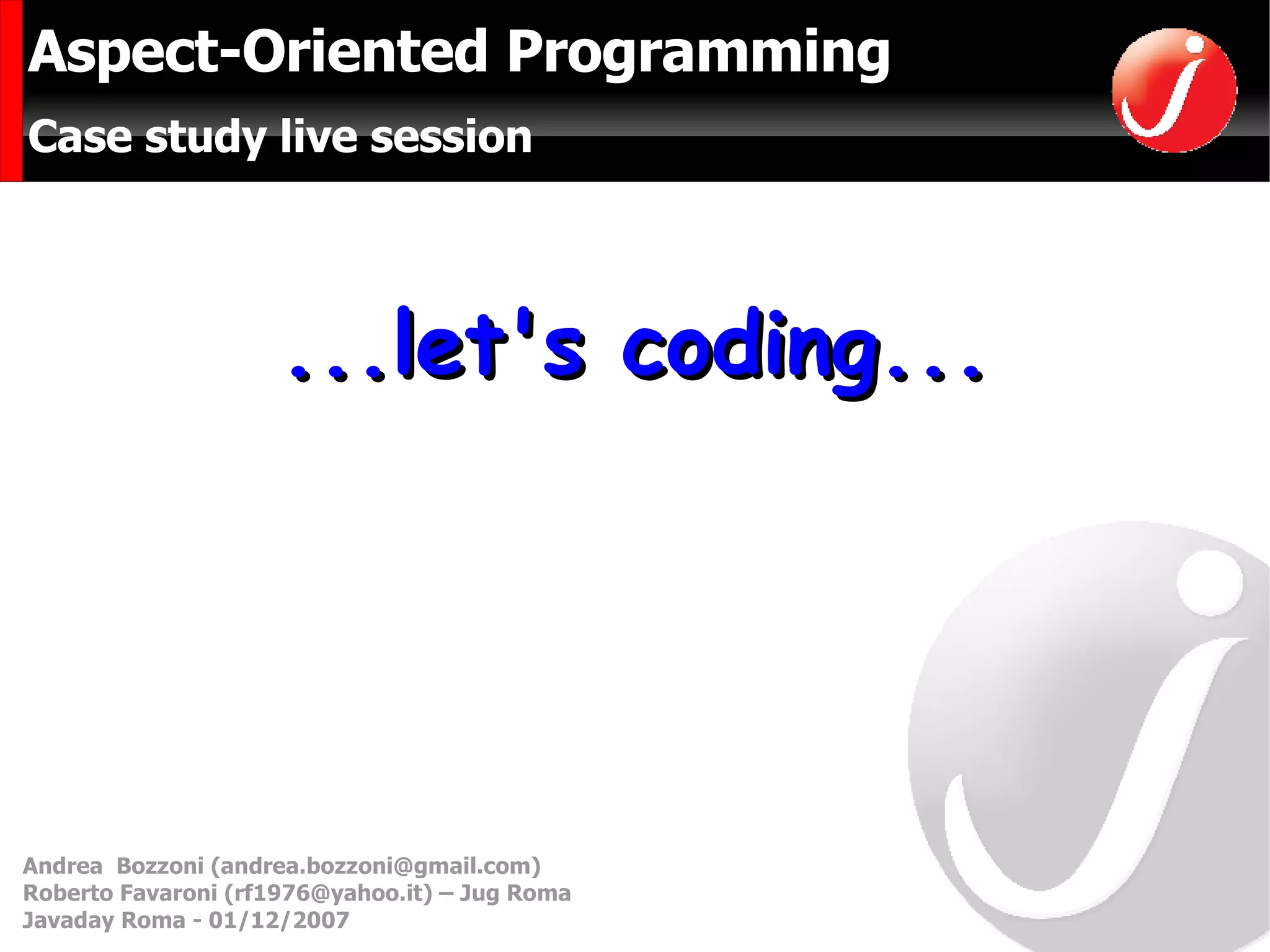 Aspect Oriented Programming Ppt