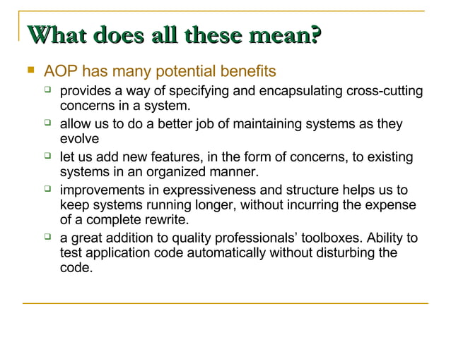 Aspect Oriented Software Development Ppt