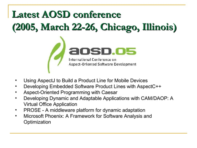 Aspect Oriented Software Development Ppt