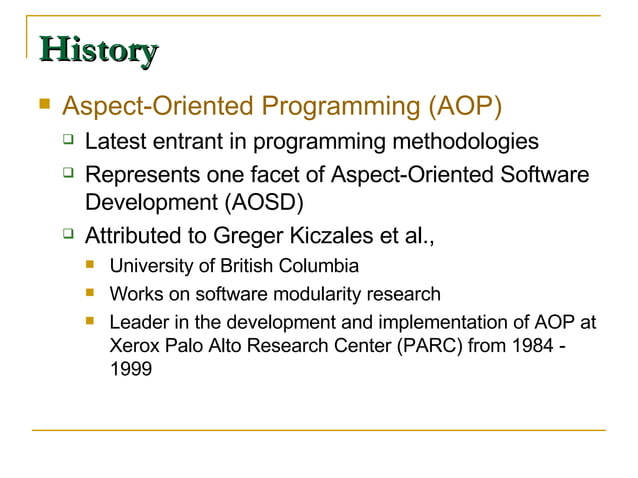 Aspect Oriented Software Development | PPT