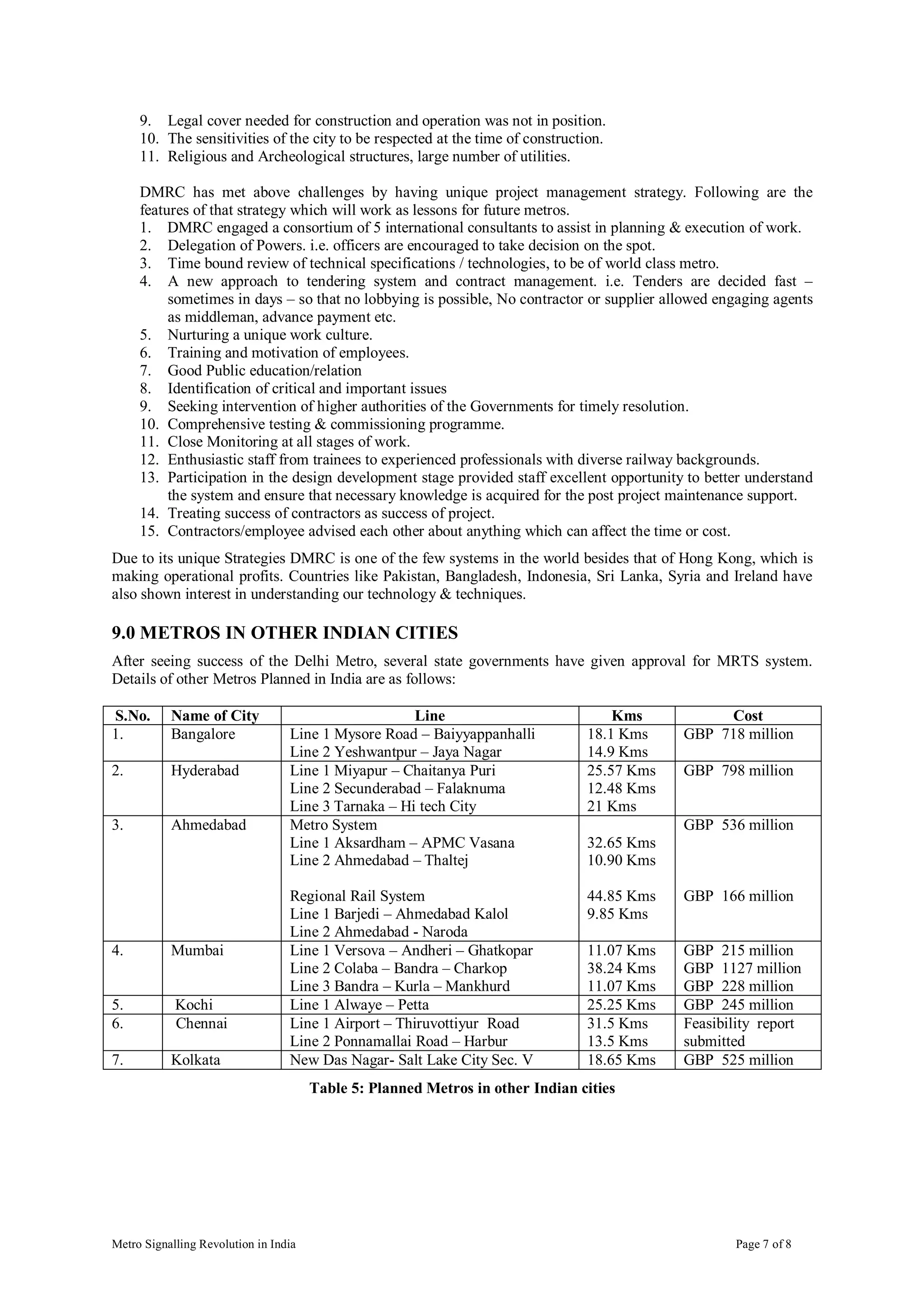 Metro Signalling Revolution in India | PDF