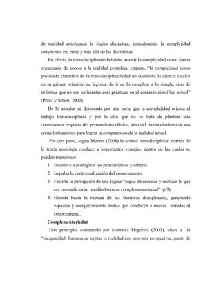 Aspectos fundamentales de la transdisciplinariedad | PDF