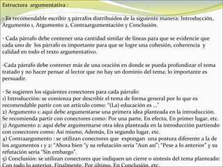 Aspectos fundamentales para escribir un ensayo argumentativo. | PPT