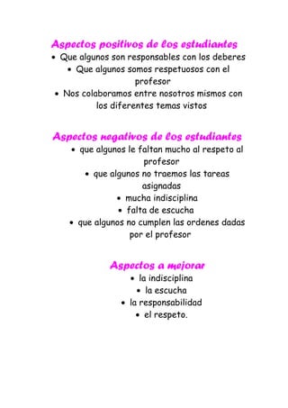 Aspectos positivos de la materia | DOC