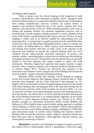 Aspects In The Development Of Critical Thinking In Asian EFL Higher Education A Critical Review ...