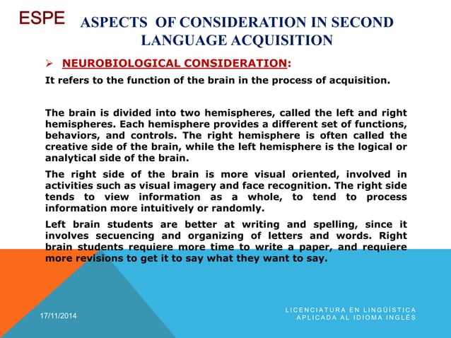 Aspects of consideration in second language acquisition | PPTX
