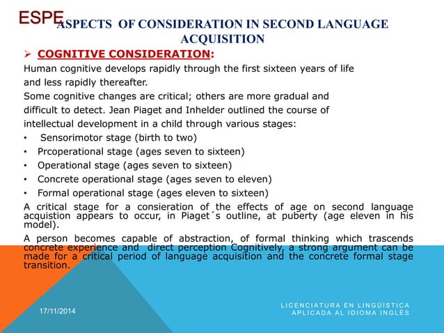 Aspects of consideration in second language acquisition | PPTX