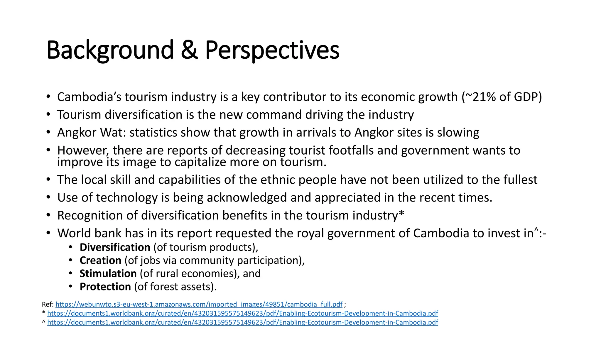 Aspects of Eco toursim in Cambodia through SWOT analysis | PPTX