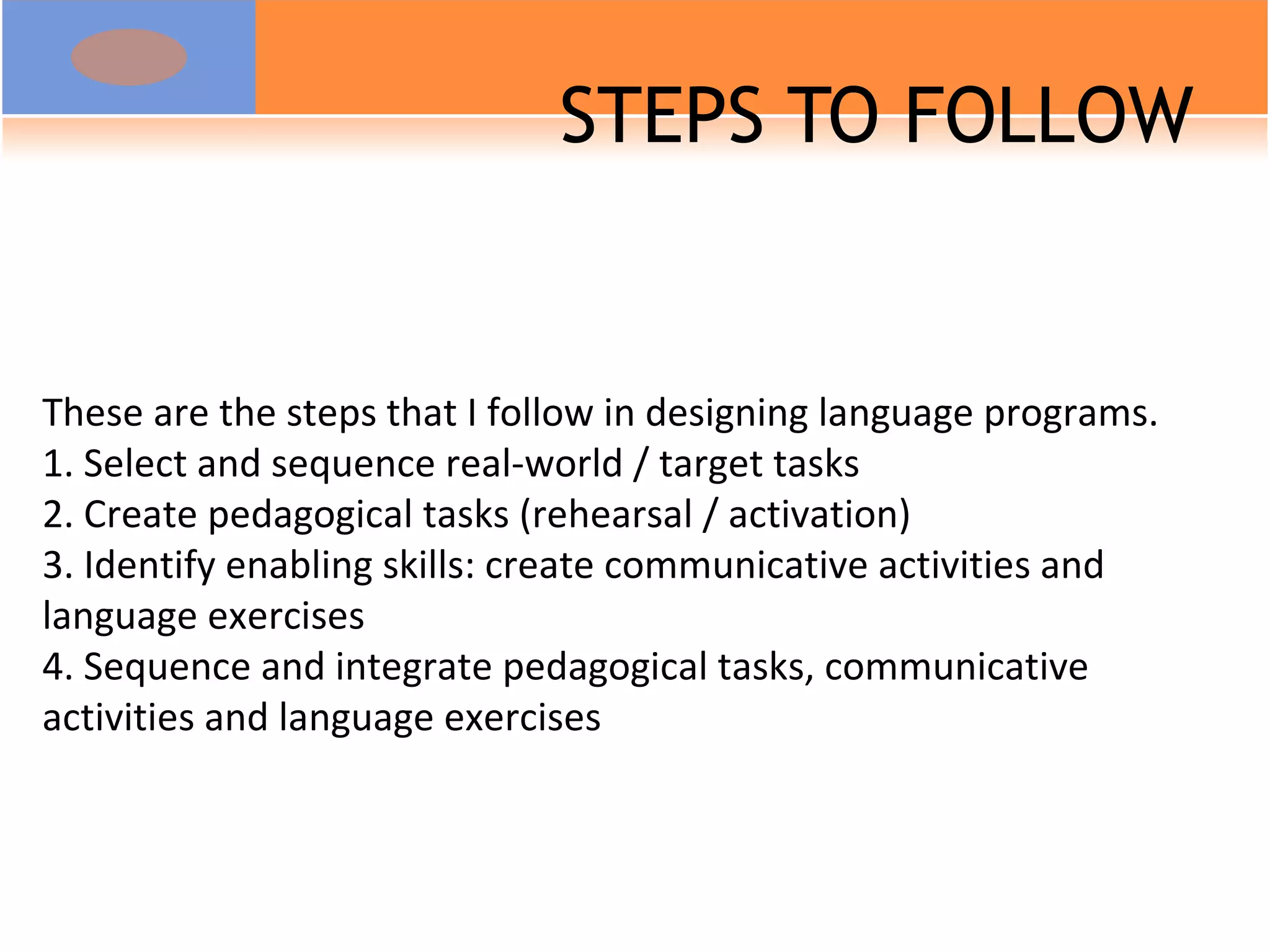 Aspects of task based syllabus design | PPT