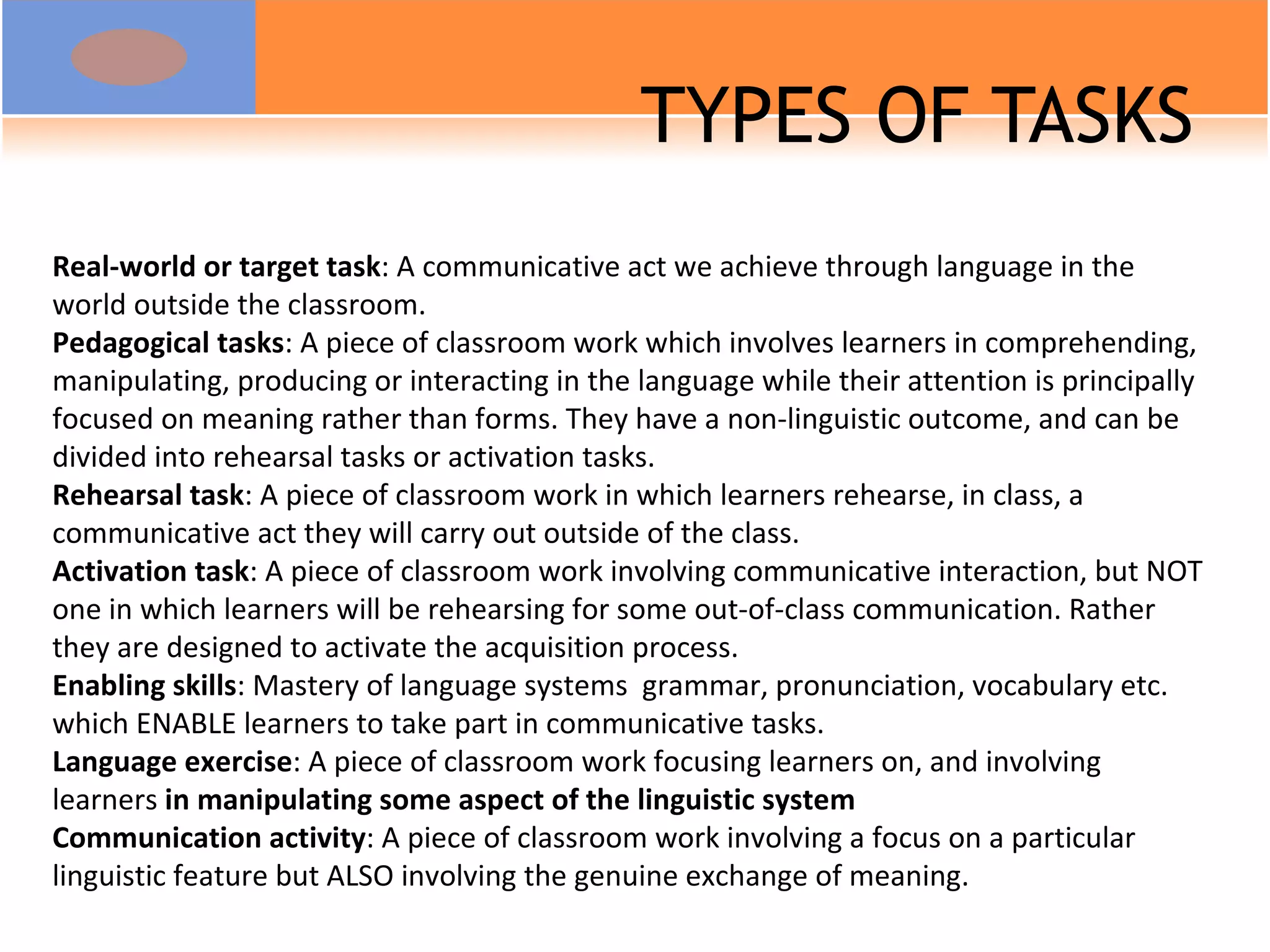 Aspects of task based syllabus design | PPT
