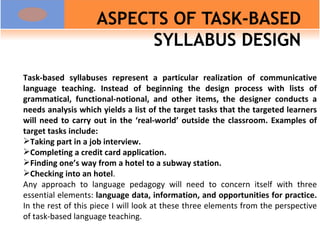 Aspects of task based syllabus design | PPT