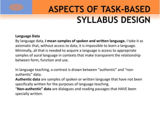 Aspects of task based syllabus design | PPT