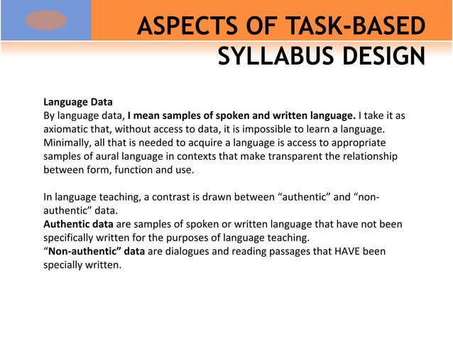Aspects of task based syllabus design | PPT | Homework and Study ...