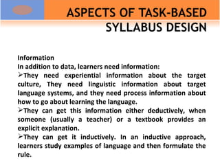 Aspects of task based syllabus design | PPT