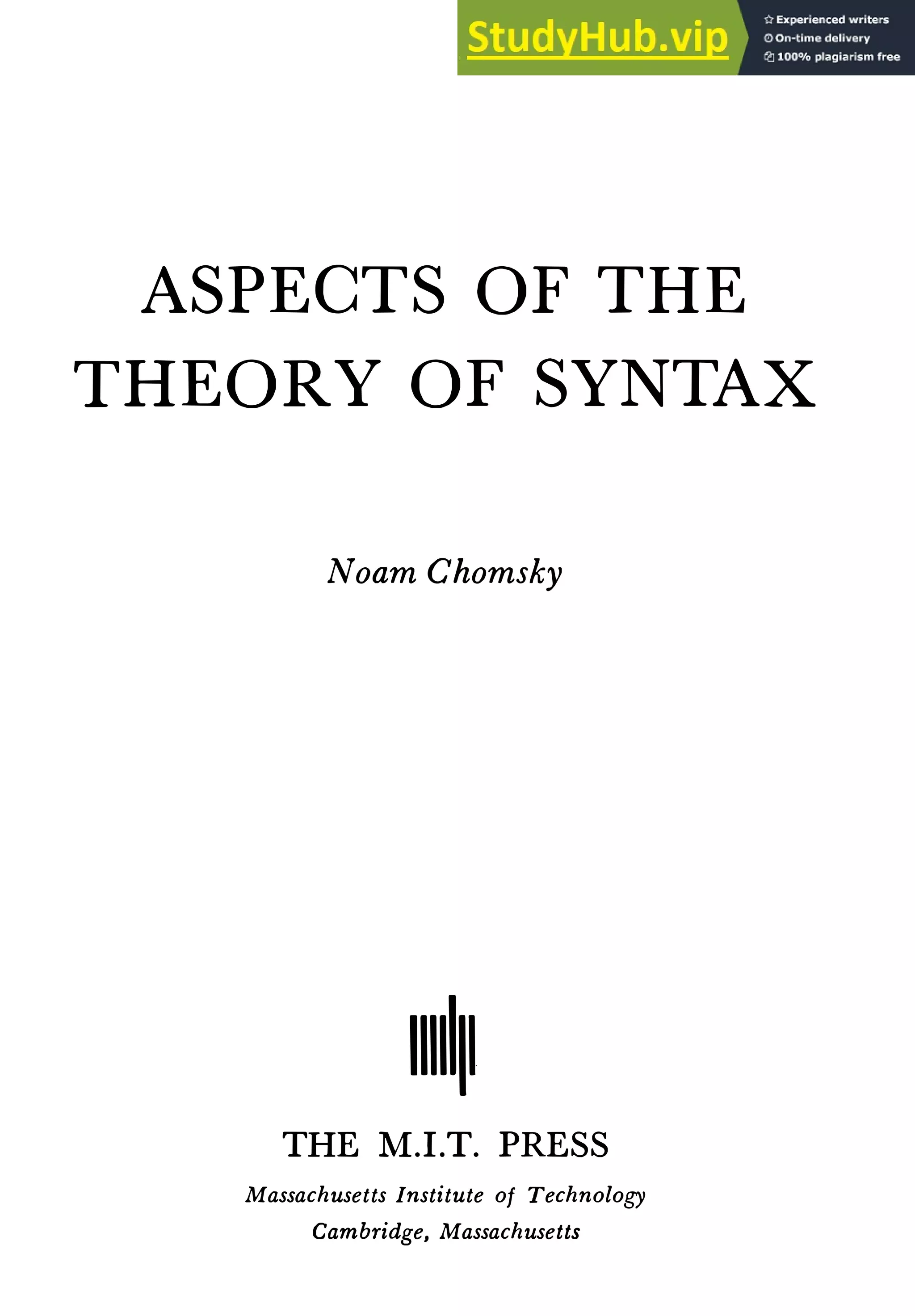 Aspects Of The Theory Of Syntax | PDF