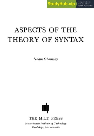 Aspects Of The Theory Of Syntax | PDF