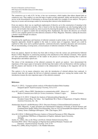 A speech act analysis of editorial comments of tell magazine | PDF