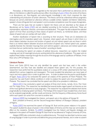 A Speech Act Analysis Of The First Speech Of Imran Khan As Prime ...