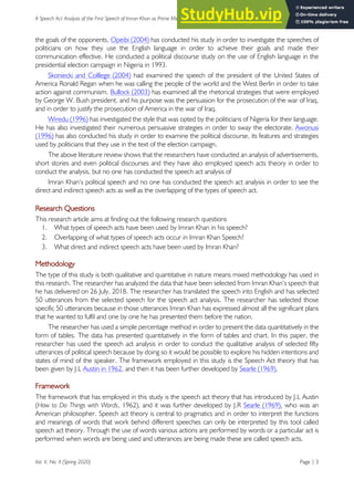 A Speech Act Analysis Of The First Speech Of Imran Khan As Prime ...