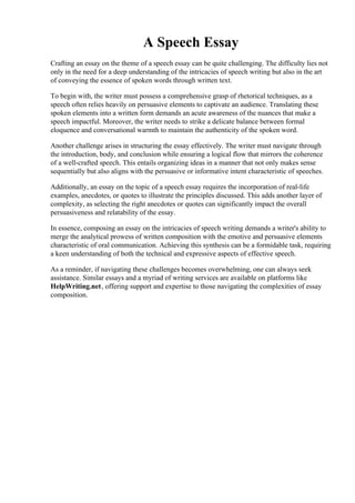 A Speech Essay | PDF