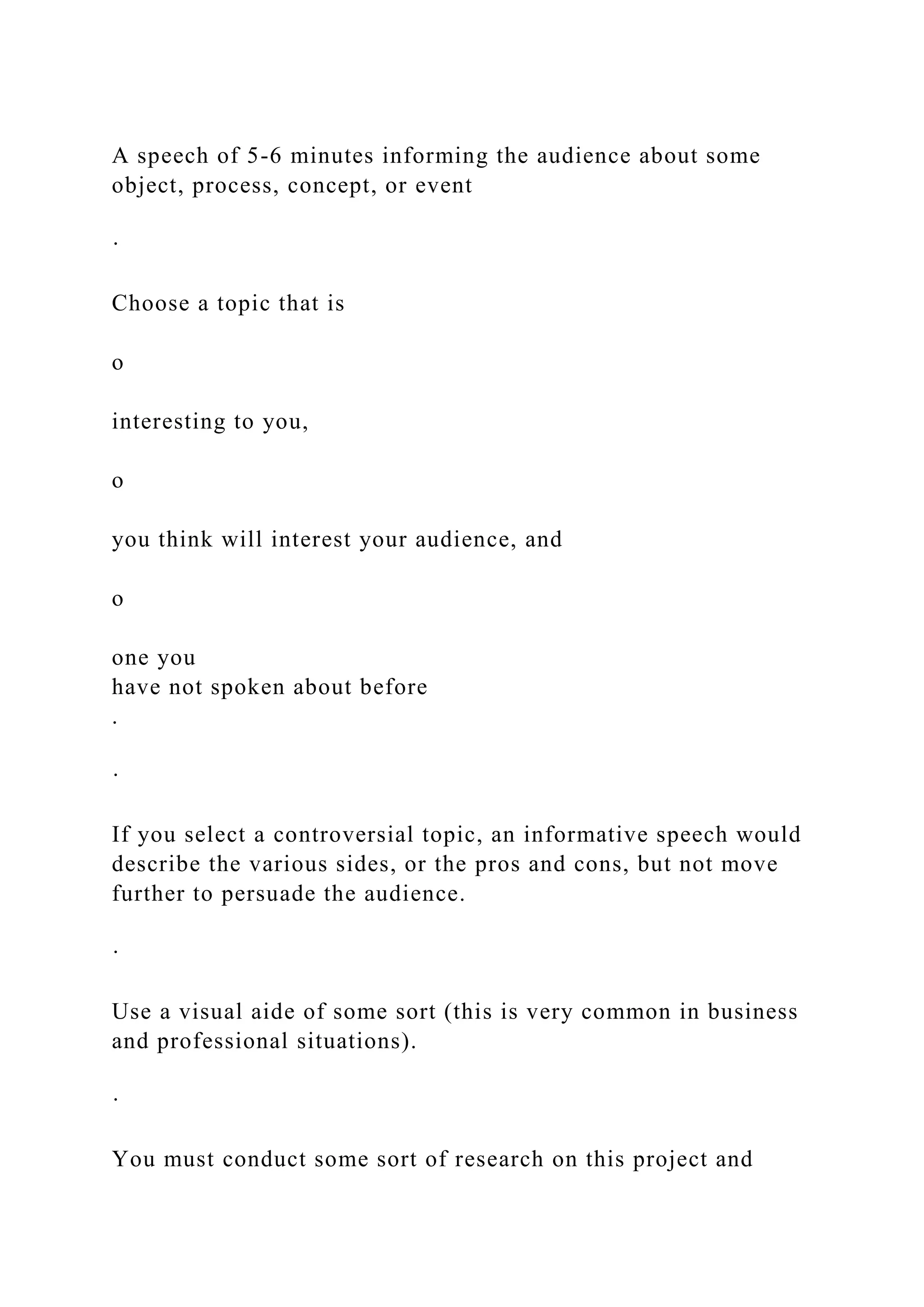 A speech of 5-6 minutes informing the audience about some object, pr.docx