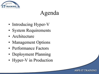 Implementing a Hyper-V Virtualization Infrastructure | PPT