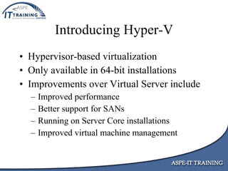 Implementing a Hyper-V Virtualization Infrastructure | PPT