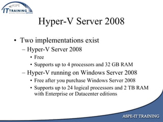 Implementing a Hyper-V Virtualization Infrastructure | PPT