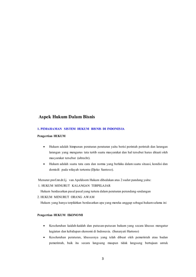 Aspek hukum dalam bisnis | DOCX