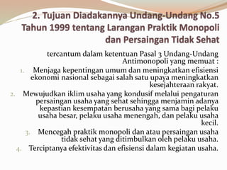 Aspek hukum dalam ekonomi 'monopoli dan persaingan usaha tidak sehat' | PPTX
