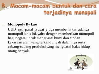 Aspek hukum dalam ekonomi 'monopoli dan persaingan usaha tidak sehat' | PPTX