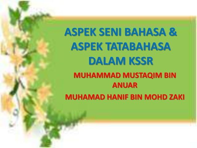 Aspek seni bahasa & | PPTX