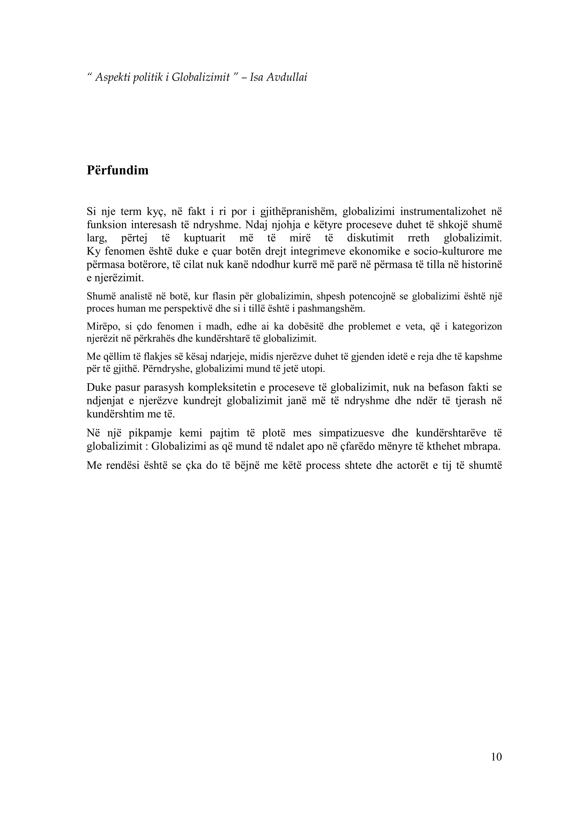 Aspekti Politik I Globalizimit | PDF