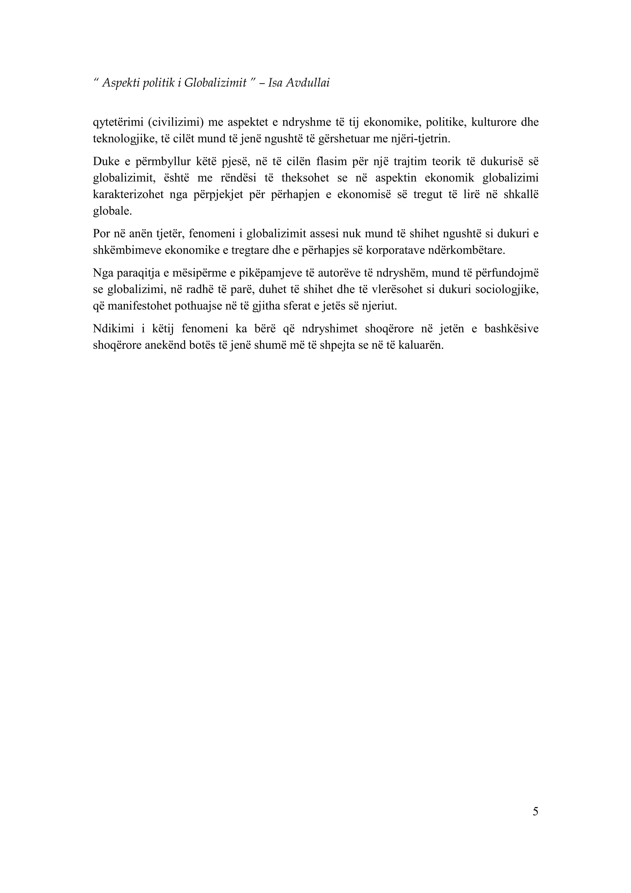 Aspekti Politik I Globalizimit | PDF
