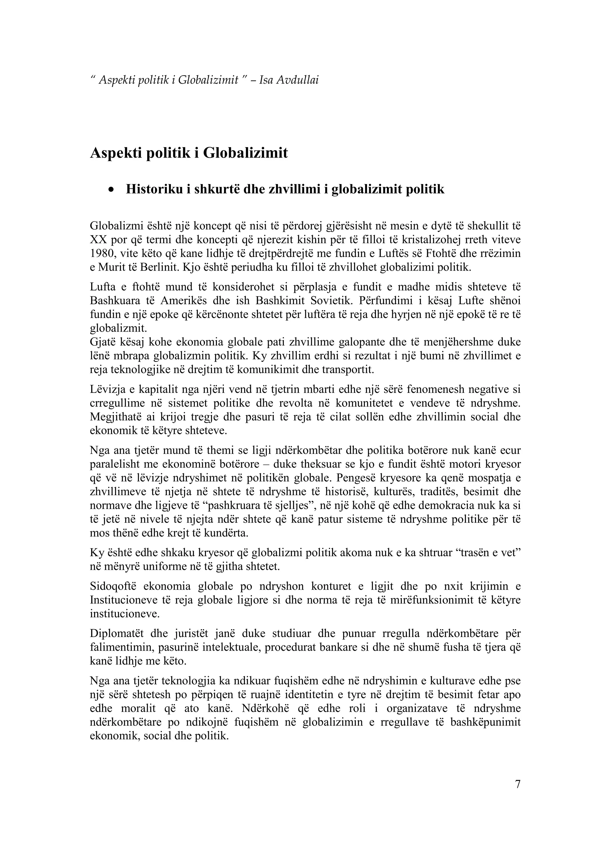Aspekti Politik I Globalizimit | PDF