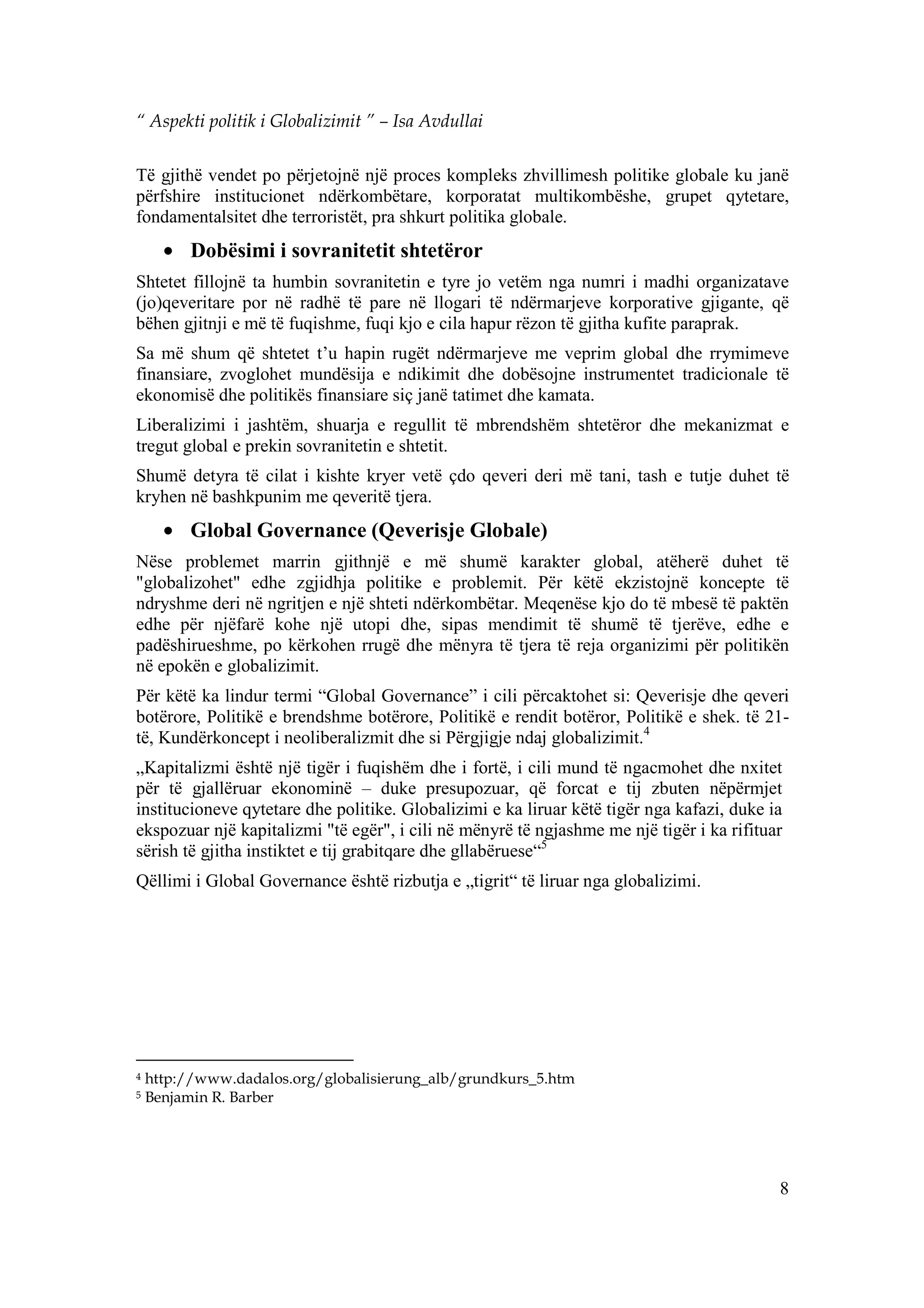 Aspekti Politik I Globalizimit | PDF