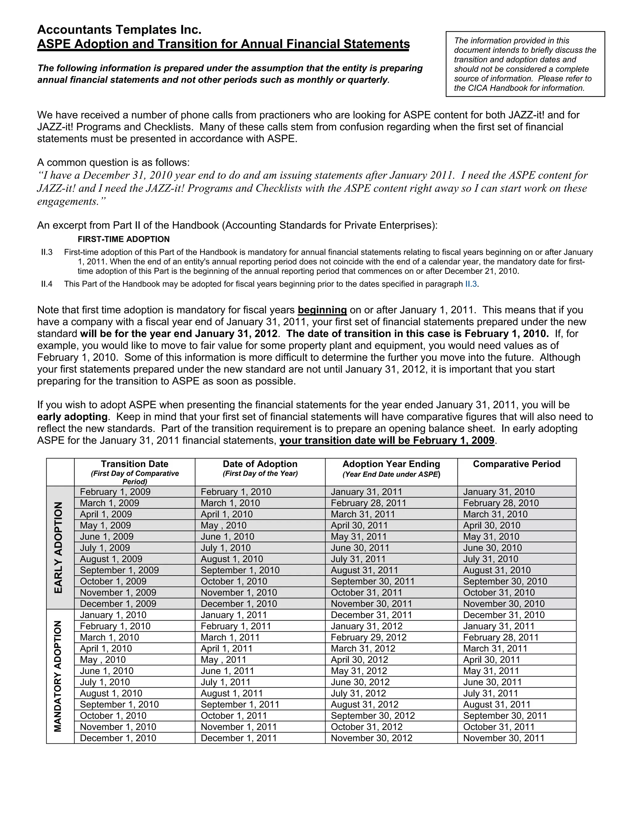 ASPE Mandatory Filing Dates for Canadian Corporations | PDF