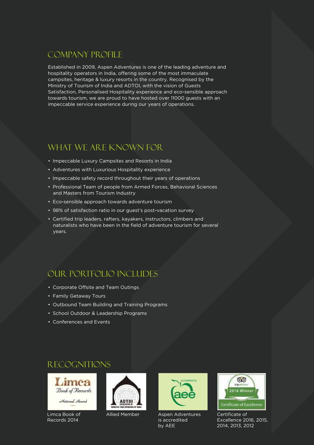 Aspen Adventures - Company Profile | PDF