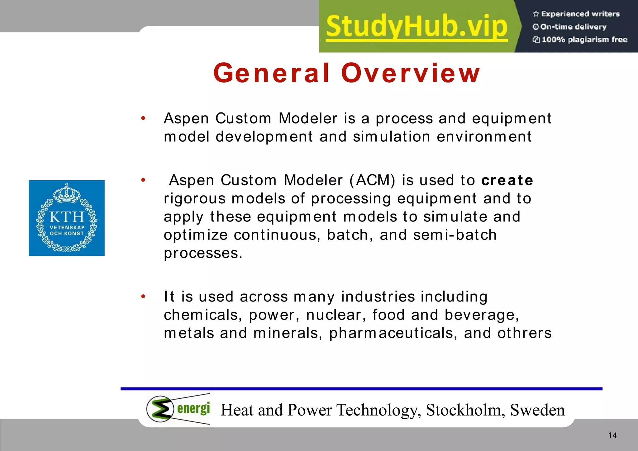 Aspen Custom Modeler Overview | PDF